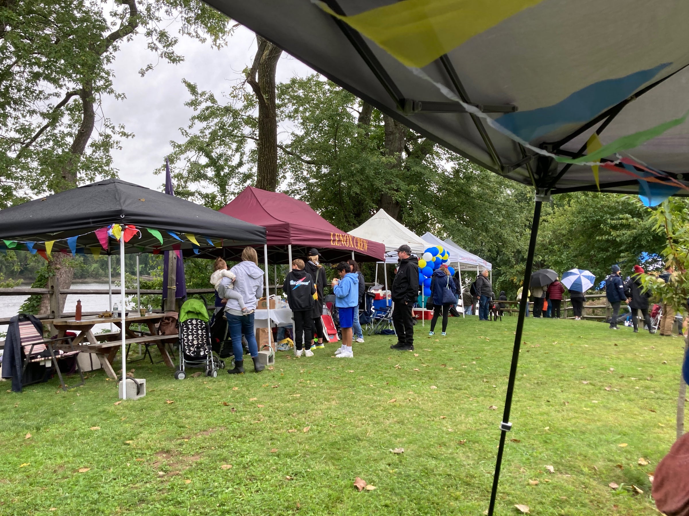 Tents of various rowing organizations line up in the Holyoke Rows yard ...